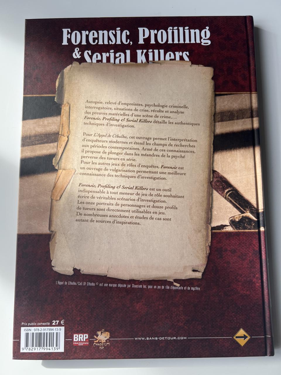 CTHULHU: Forensic, Profiling&Serial killers .:. Grenier du Geek